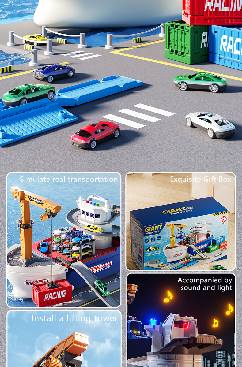 Brinquedo de Navio de Carga com Sons e Luzes, Conjunto de Brinquedos de ...