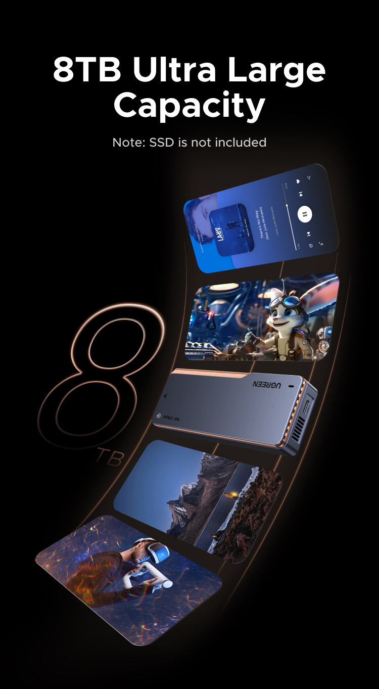 Gabinete SSD NVMe Verde De 40 Gbps Com Thunderbolt 5/4/3 E USB4 Suporte ...