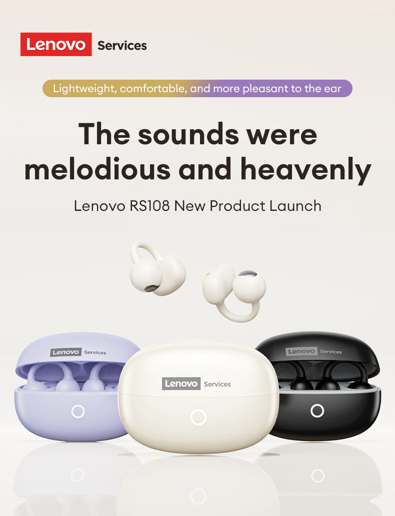 Lenovo RS108 Fones De Ouvido Sem Fio Bluetooth HIFI Som Cancelamento ...