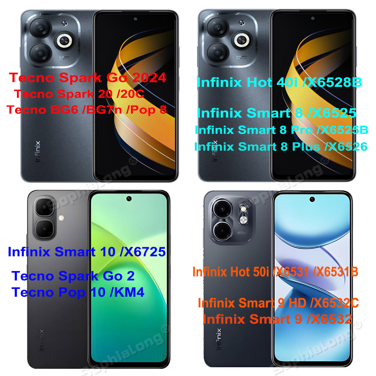 Infinix Smart 8 Pro 9 Hot 40 40i 50i X6525 X6528B X6725 X6531 X6532 ...