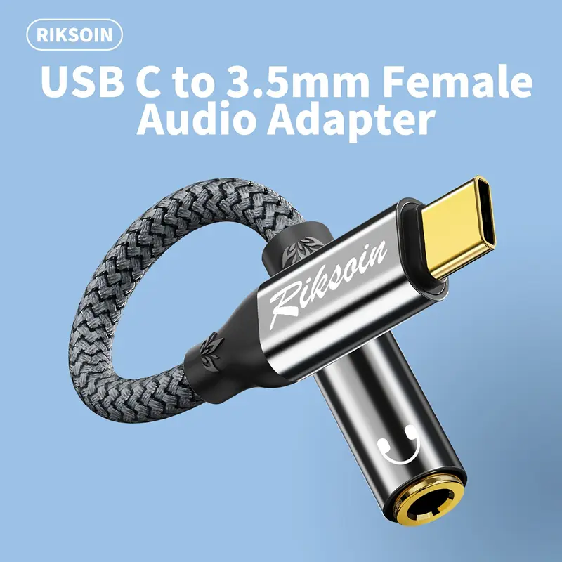 Riksoin Adaptador USB-C para jack de 3,5 mm com conversor DAC integrado ...