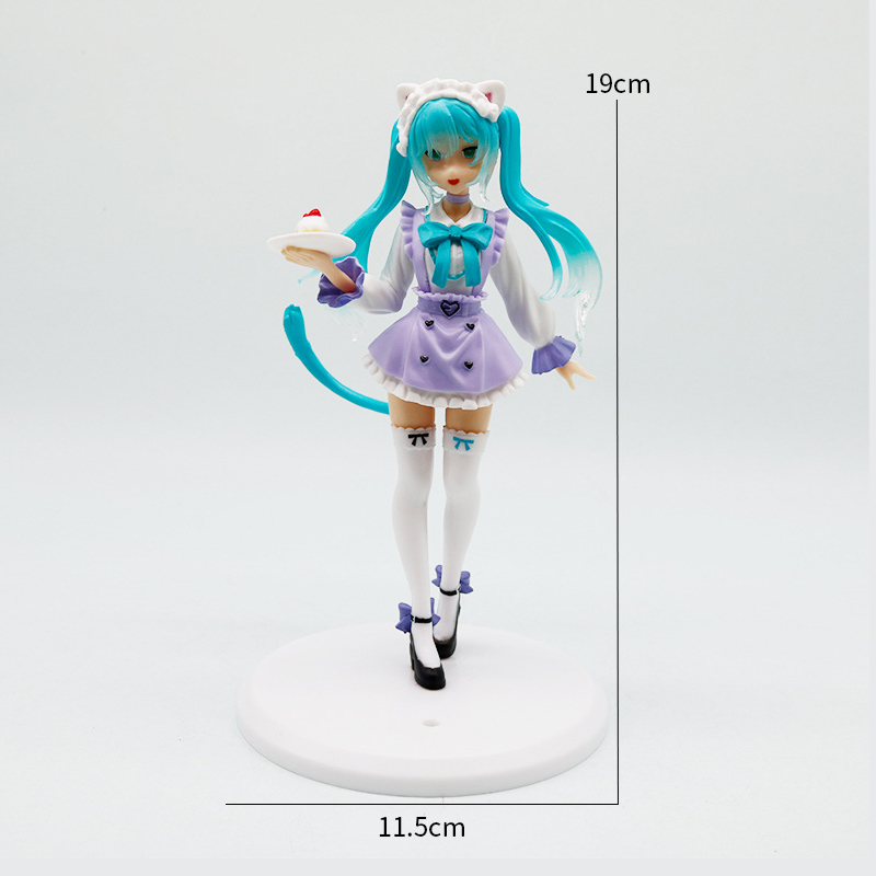 19cm Novo Hatsune Miku Anime Figura Orelha De Gato Empregada PVC De ...