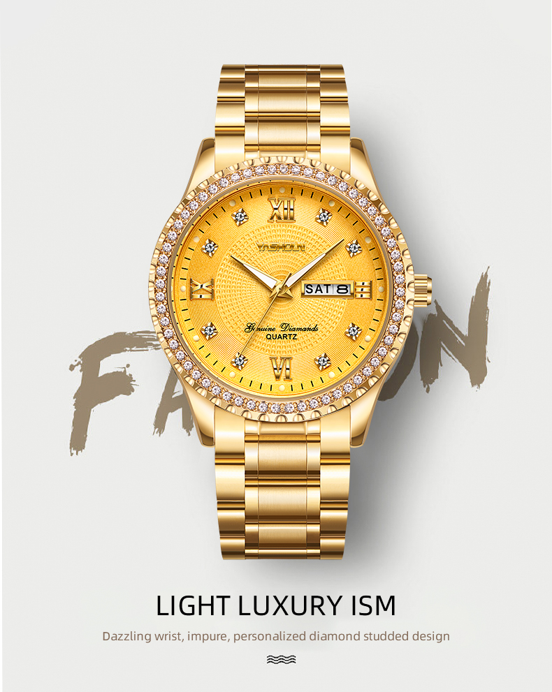 Relógio de Pulso Masculino de Luxo: Bezel com Facetas de Diamante e ...