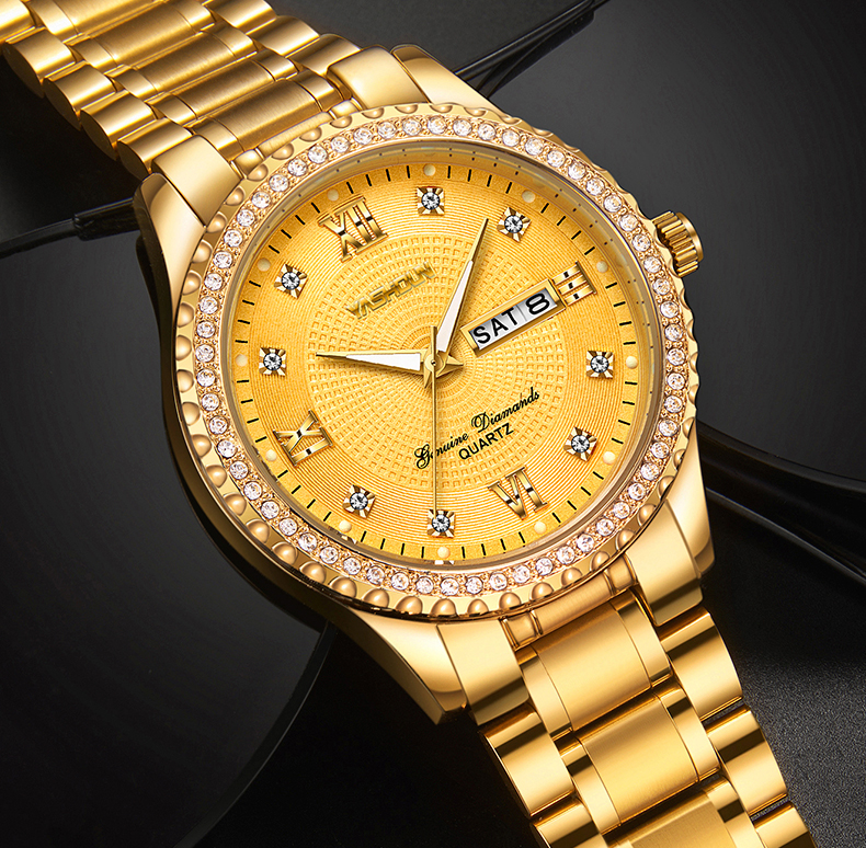 Relógio de Pulso Masculino de Luxo: Bezel com Facetas de Diamante e ...
