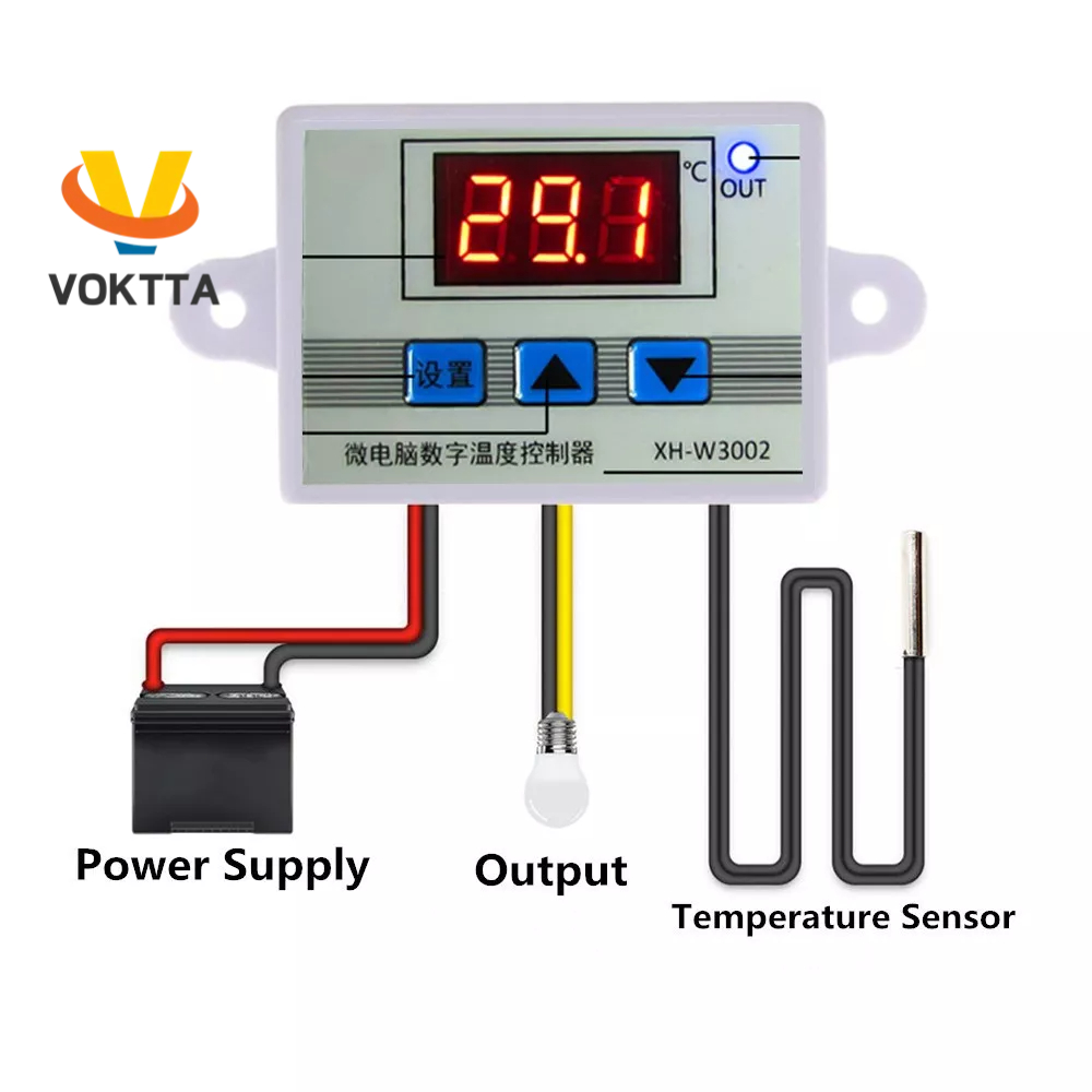 VOKTTA 12V 24V 110V 220V Profissional W3002 Controlador Digital LED De Temperatura 10A Regulador ...