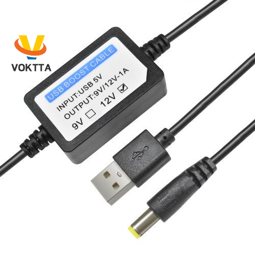 VOKTTA DC 5V A 12V 1A Cabo De Carga USB Boost UP Step Adaptador De Conversor Com Componente De ...