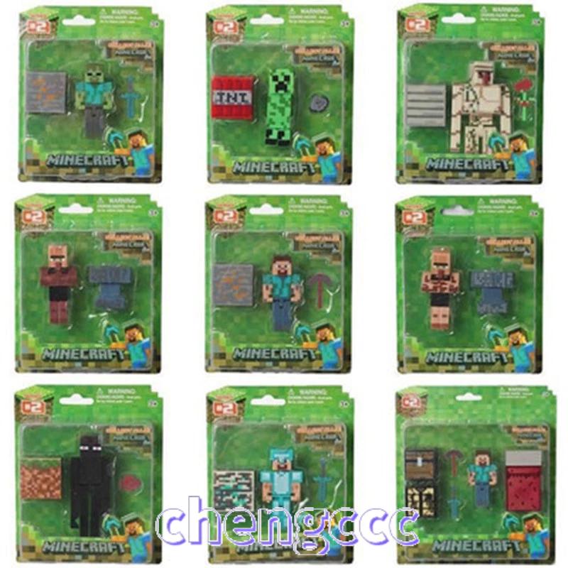 Minecraft Creeper Steve Iron Golem Derma mini-boneca figura modelo ...