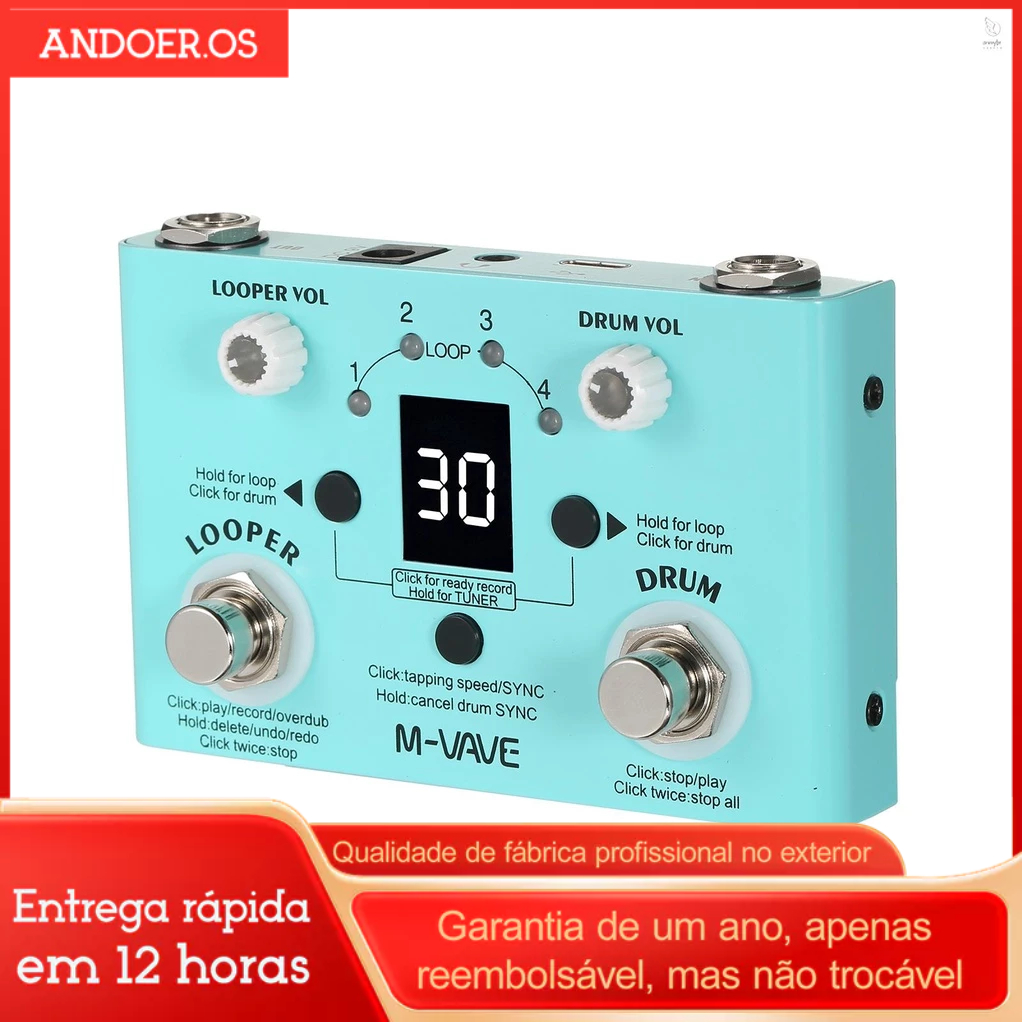 M-VAVE LOST TEMPO Efeito Perdido Pedal De & Looper De Tambor Mini 2 Em ...