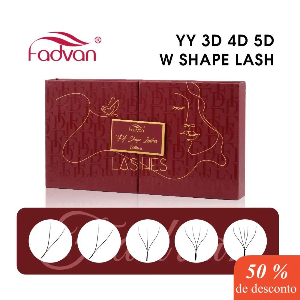 FADVAN Caixas Grandes YY Forma Cílios 2880 Cluster Faux Mink Volumes Brasileiros 3D 4D 5D W ...