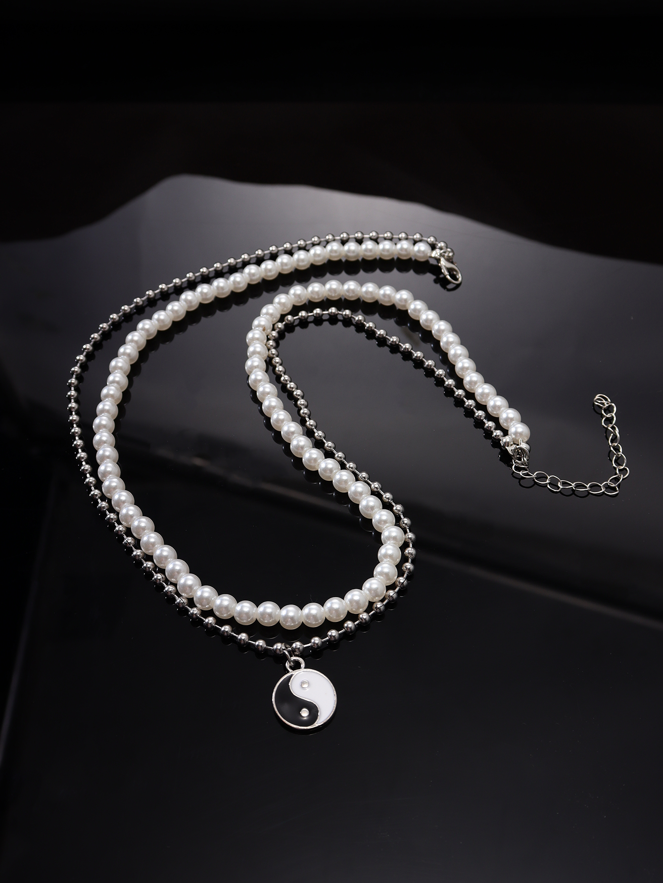 2 Colar de Senhoras com Contas de Pérolas Tai Chi Oito Colar de ...