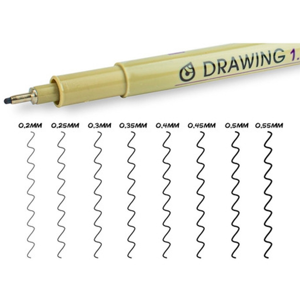 Caneta Nanquim Drawing Pen Preta Kit Com 8 Traços | Shopee Brasil