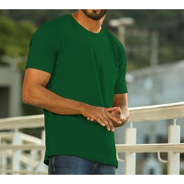 Camiseta Verde Musgo Básica 100% Algodão Premium Tecido Grosso Verde ...