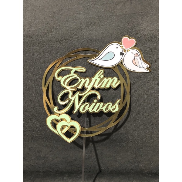Topo de Bolo Enfim Noivos | Shopee Brasil