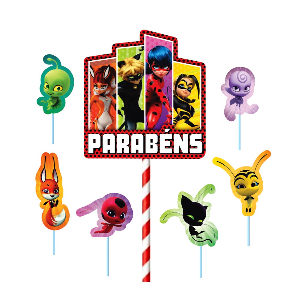 Toper Topo De Bolo Decoração De Bolo Miraculous Ladybug | Shopee Brasil
