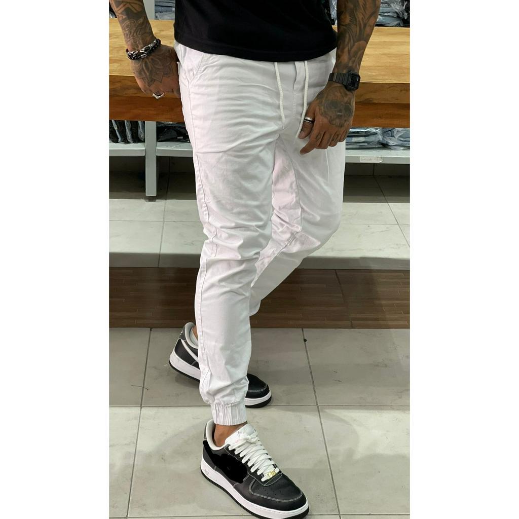Calça Jogger Masculina C Punho Lycra Sarja Preço Bom Escorrega O Preço