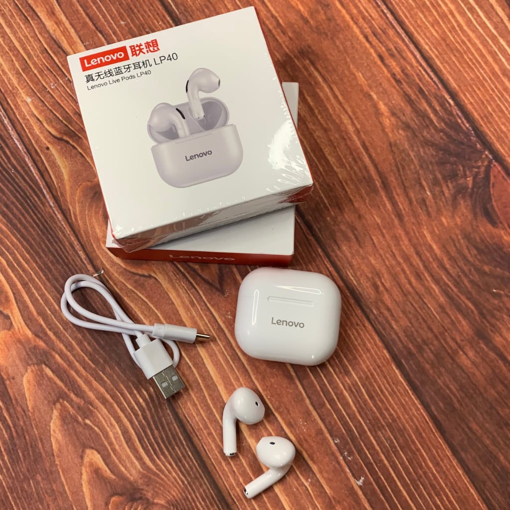 Fone de ouvido in-ear sem fio Lenovo LivePods LP40 branco | Shopee Brasil