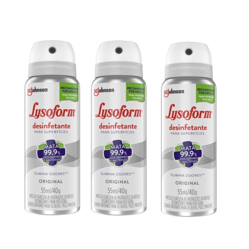 Conjunto com 3 Spray Lysoform Original de 55 ml Cada | Shopee Brasil