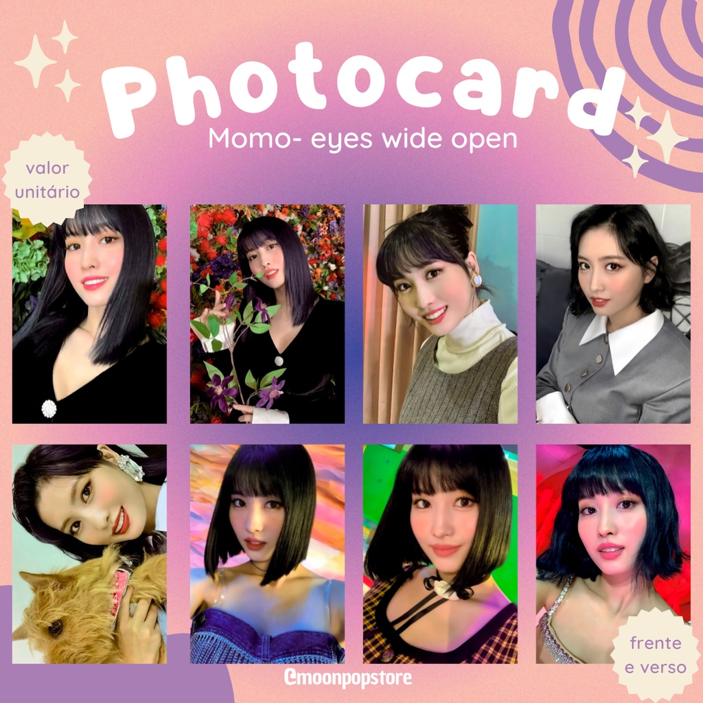 Photocard Kpop Twice Momo Eyes wide open- Fanmade frente e verso | Shopee Brasil