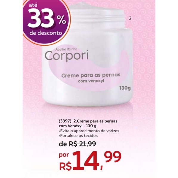 CREME PARA AS PERNAS COM VENOXYL CORPORI ABELHA RAINHA 130G | Shopee Brasil