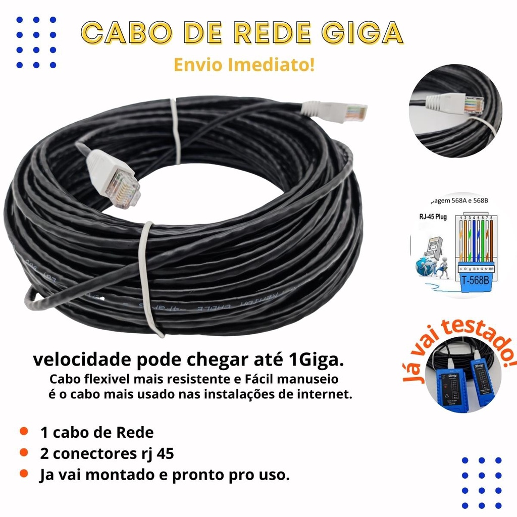 CABO DE REDE INTERNET CFTV ENVIO IMEDIATO (20 METROS 4PARES) | Shopee ...