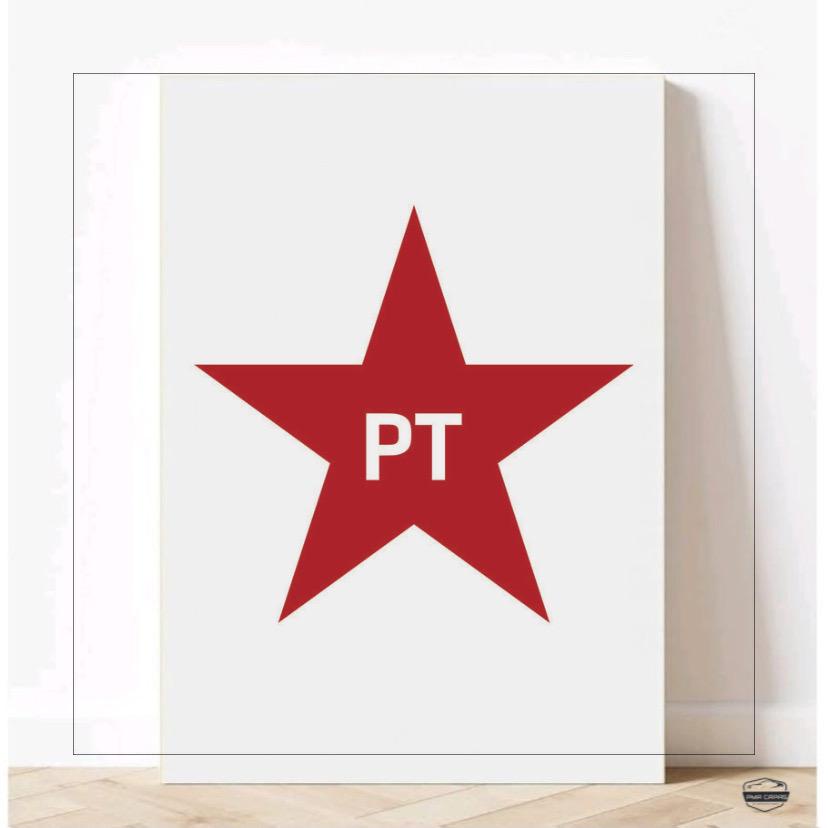 Plaquinha Estrela do PT Branca e Vermelha | Shopee Brasil