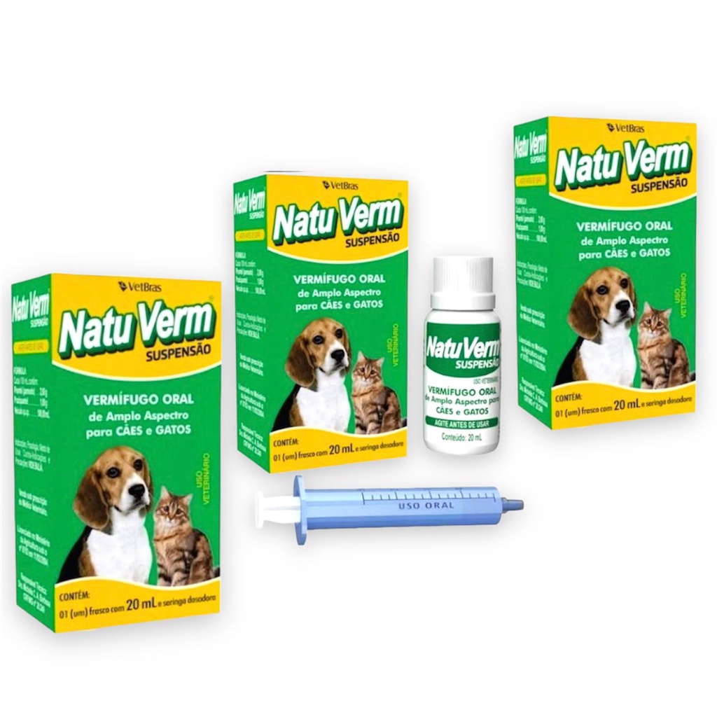 3 Remédio De Verme De Cachorro E Gatos Natu Verm 20ml Liquido | Shopee ...