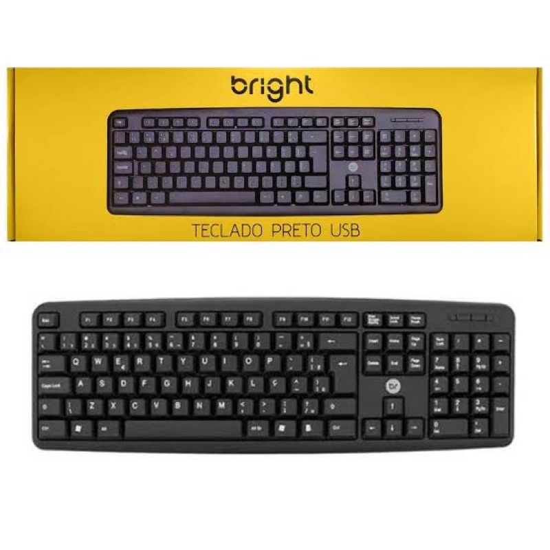 Teclado Básico USB Preto Bright Com Fio | Shopee Brasil