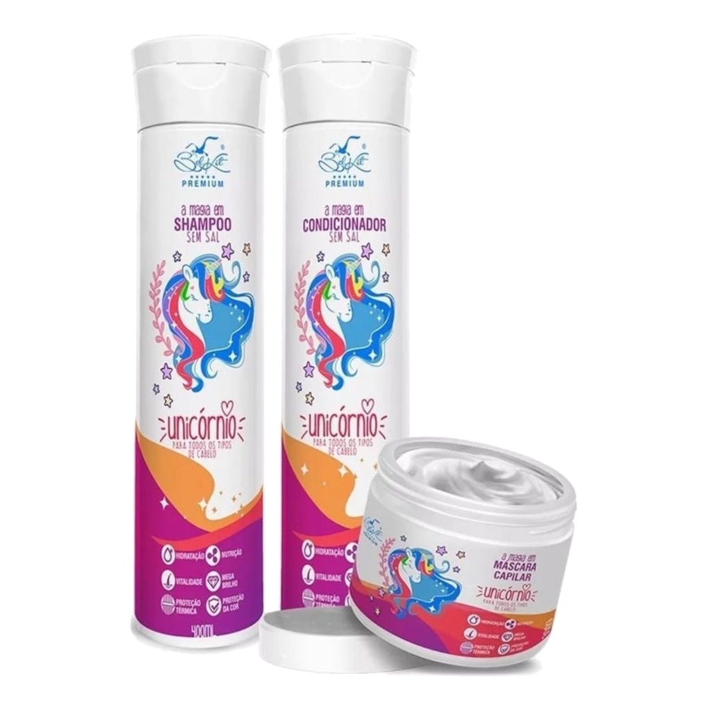 Kit Capilar Infantil Unicórnio Hidratação Belkit 3 Produtos | Shopee Brasil