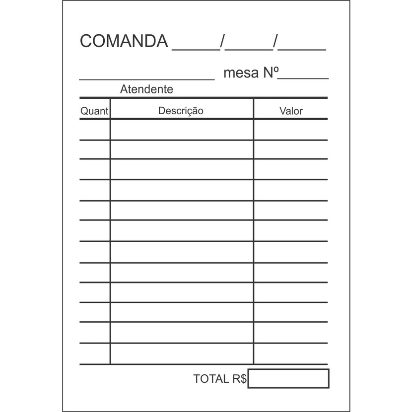 Mini Comanda Personalizada 10 Blocos 10x7cm Com 100 Folhas | Shopee Brasil
