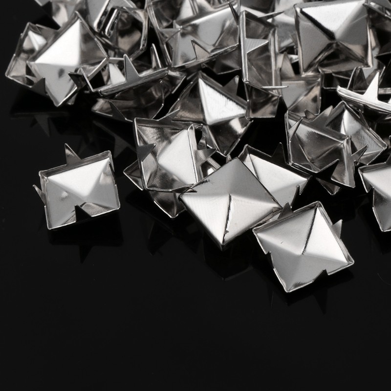 100pcs Square Rivet Metal Studs Spikes Nail Punk Shoes Belt Clothing ...