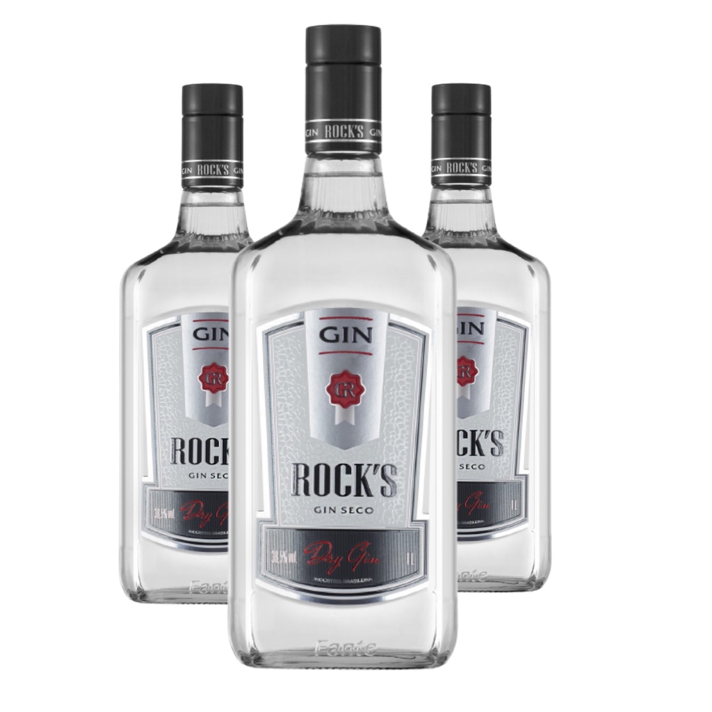 Combo 3 Gin Rock’s Dry Tradicional 1 Litro - Original | Shopee Brasil
