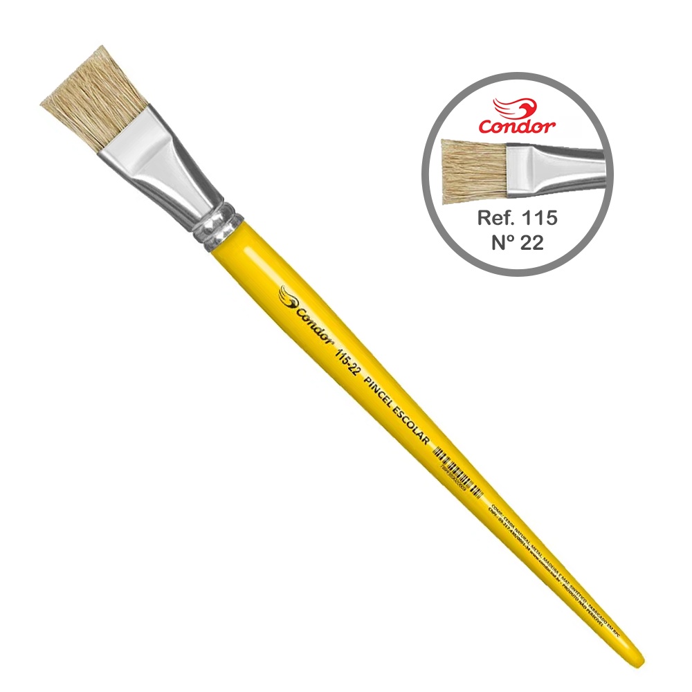 Pincel Chato Escolar Cabo Longo Ref.115 - Condor (Escolha o Tamanho) | Shopee Brasil