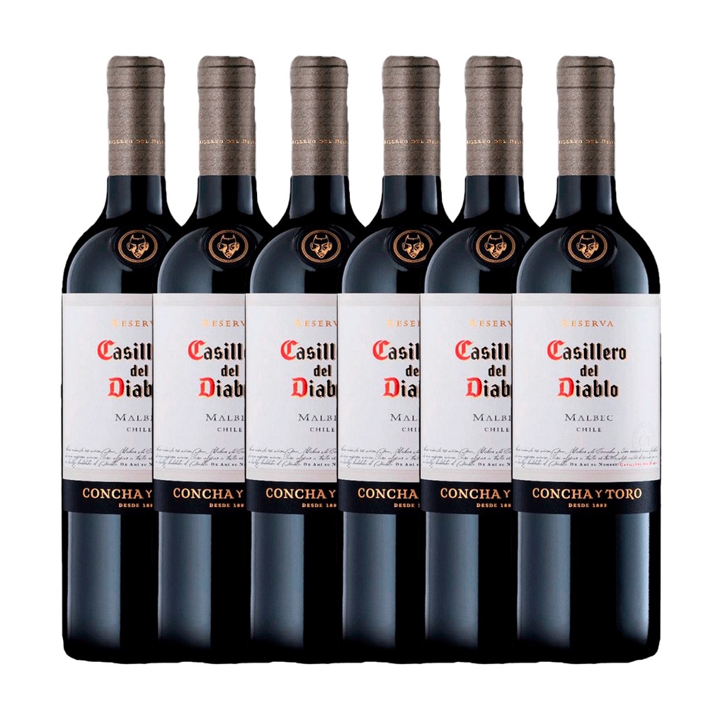 Kit 6 Garrafas Vinho Chile Casillero del Diablo Malbec 750ml | Shopee ...