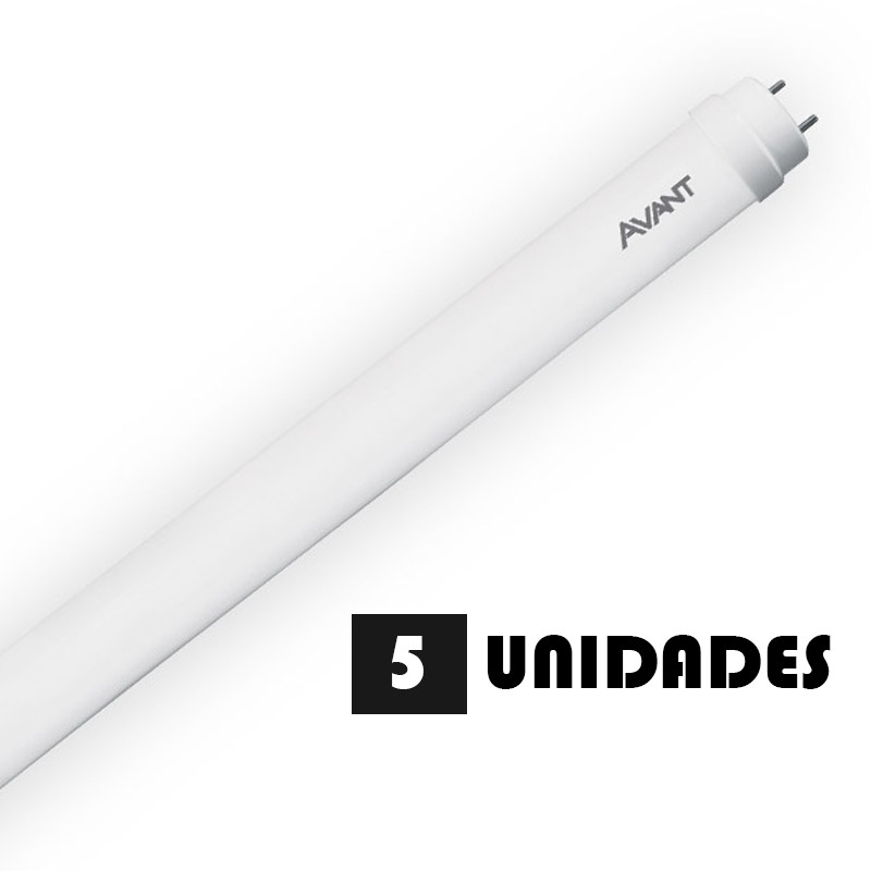 Kit 5 Lâmpada Led Tubular T8 9w 60cm Branco Frio 6500k Avant | Shopee Brasil