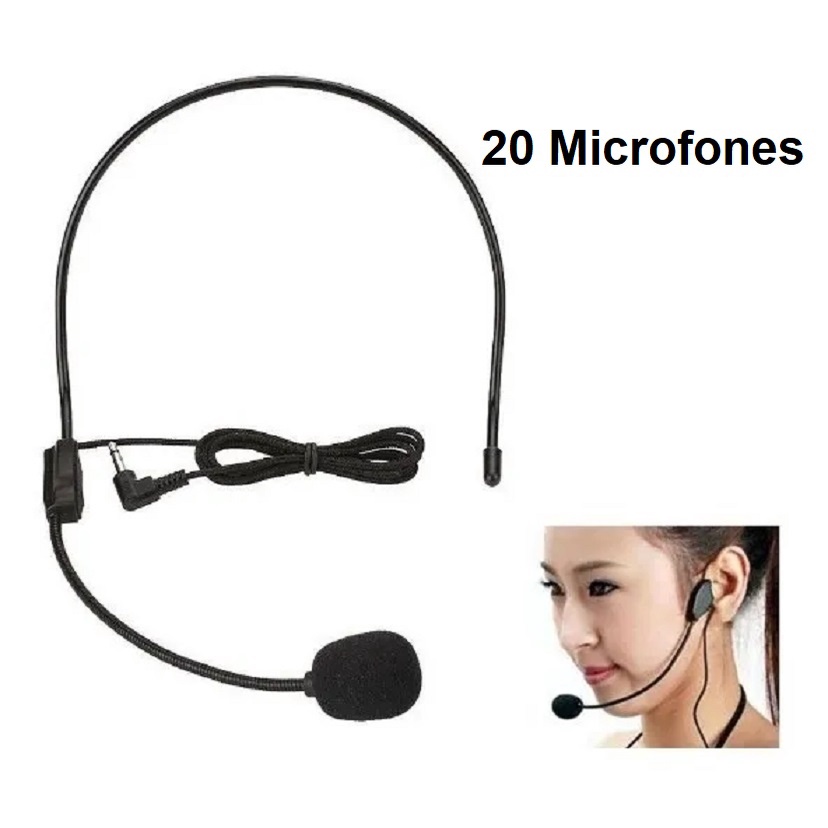 Kit 20 Microfones Auricular Cabeça P2 Microfone Mono E Estereo | Shopee ...