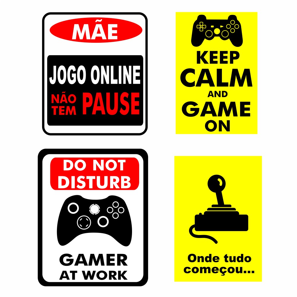 Adesivos Para Gamer Placas Decorativas Kit C/4 Un Alta Qualidade Jogos ...