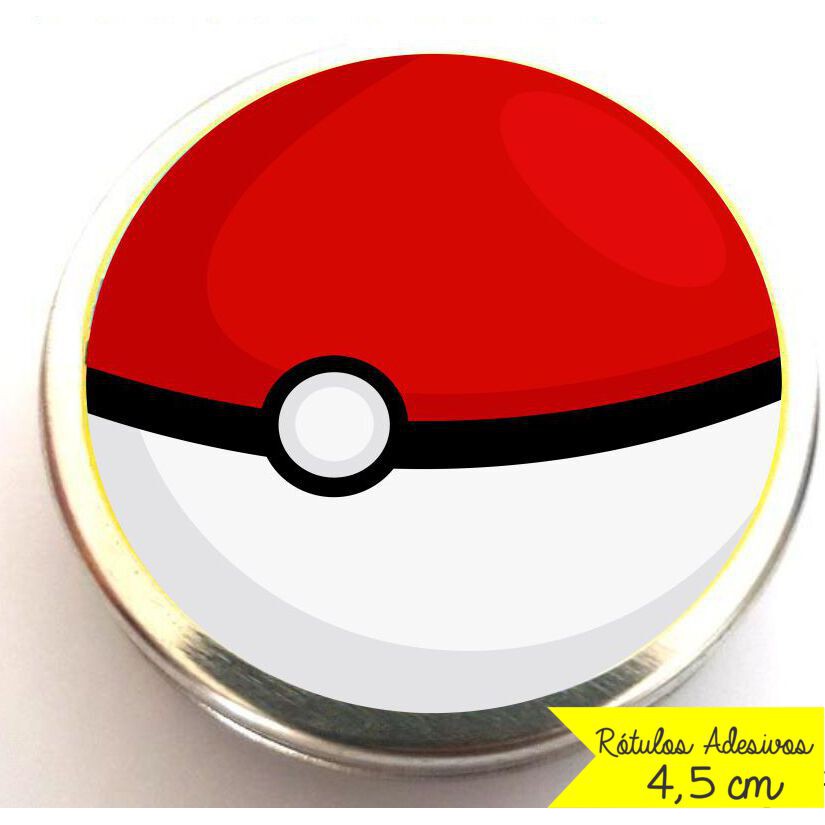 100 rótulos adesivos redondo 4,5cm tema pokémon, fosco sem nome ...