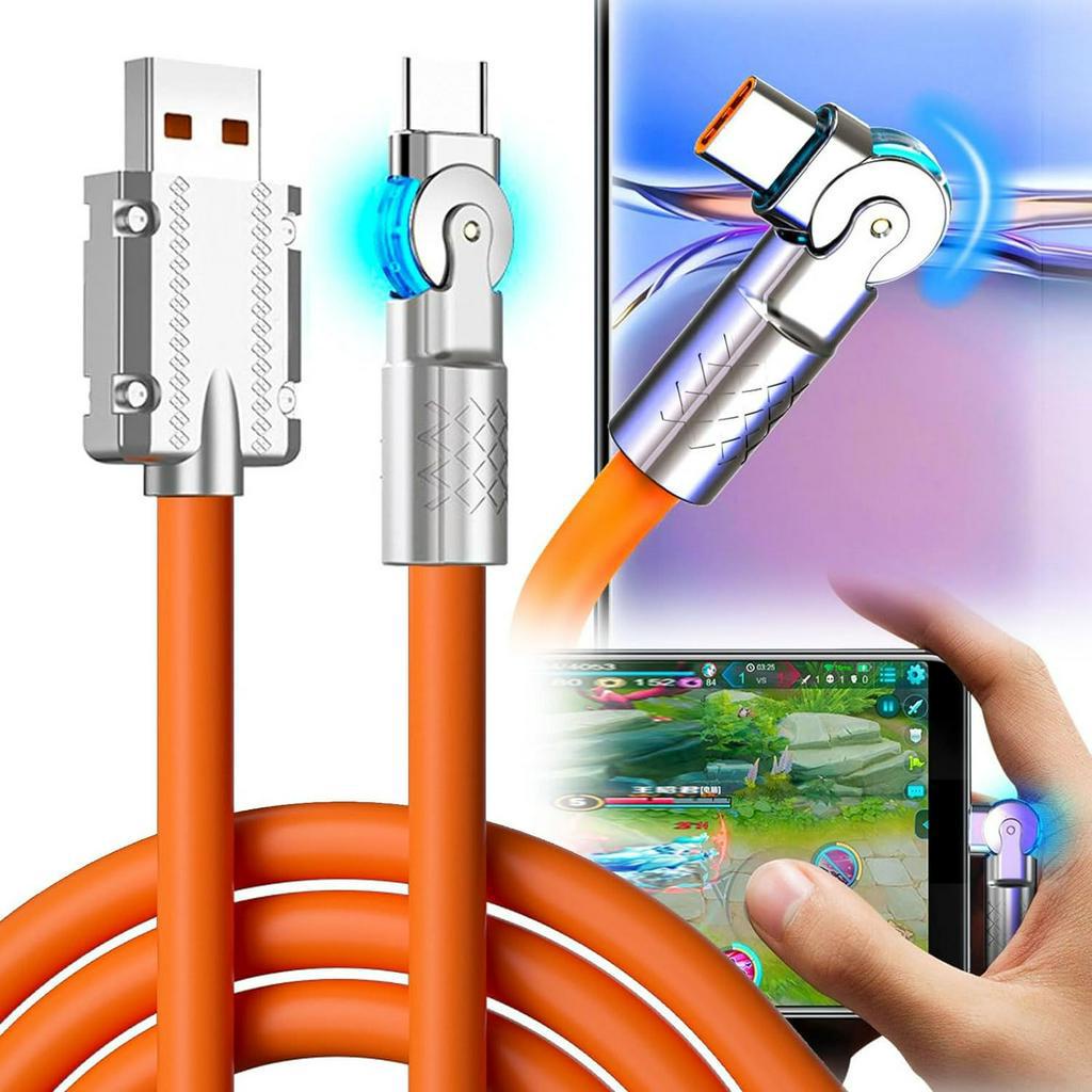 Novo Cabo De Dados De Cotovelo Rotativo , 180 ° Carga Rápida Com Giratório Leve De 120W 6A Super ...