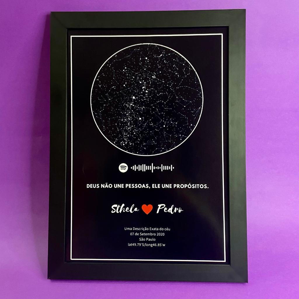 Quadro com moldura personalizado mapa estelar / meu céu / mapa das ...