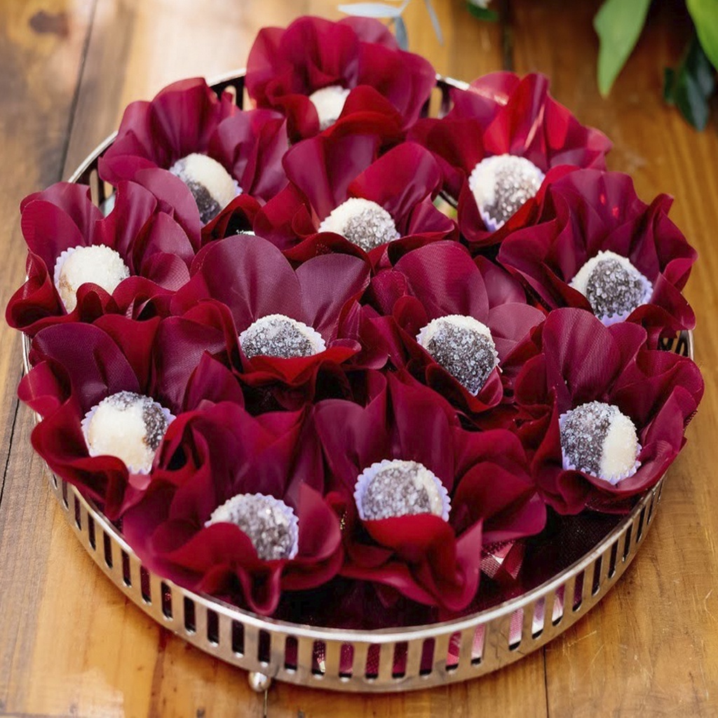 100 Forminhas Para Doces Fino Flor Camélia 3 Camadas - Faz a Boa!