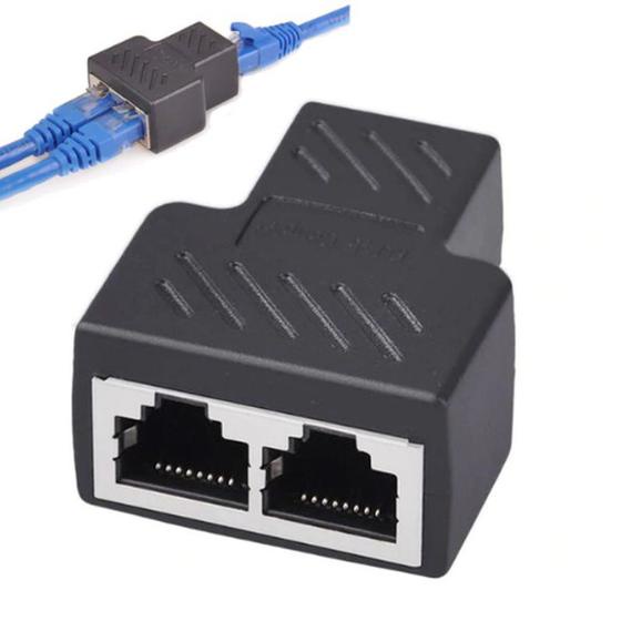 Conector Extensor Duplicador Rj45 Splitter Plug T Preto | Shopee Brasil