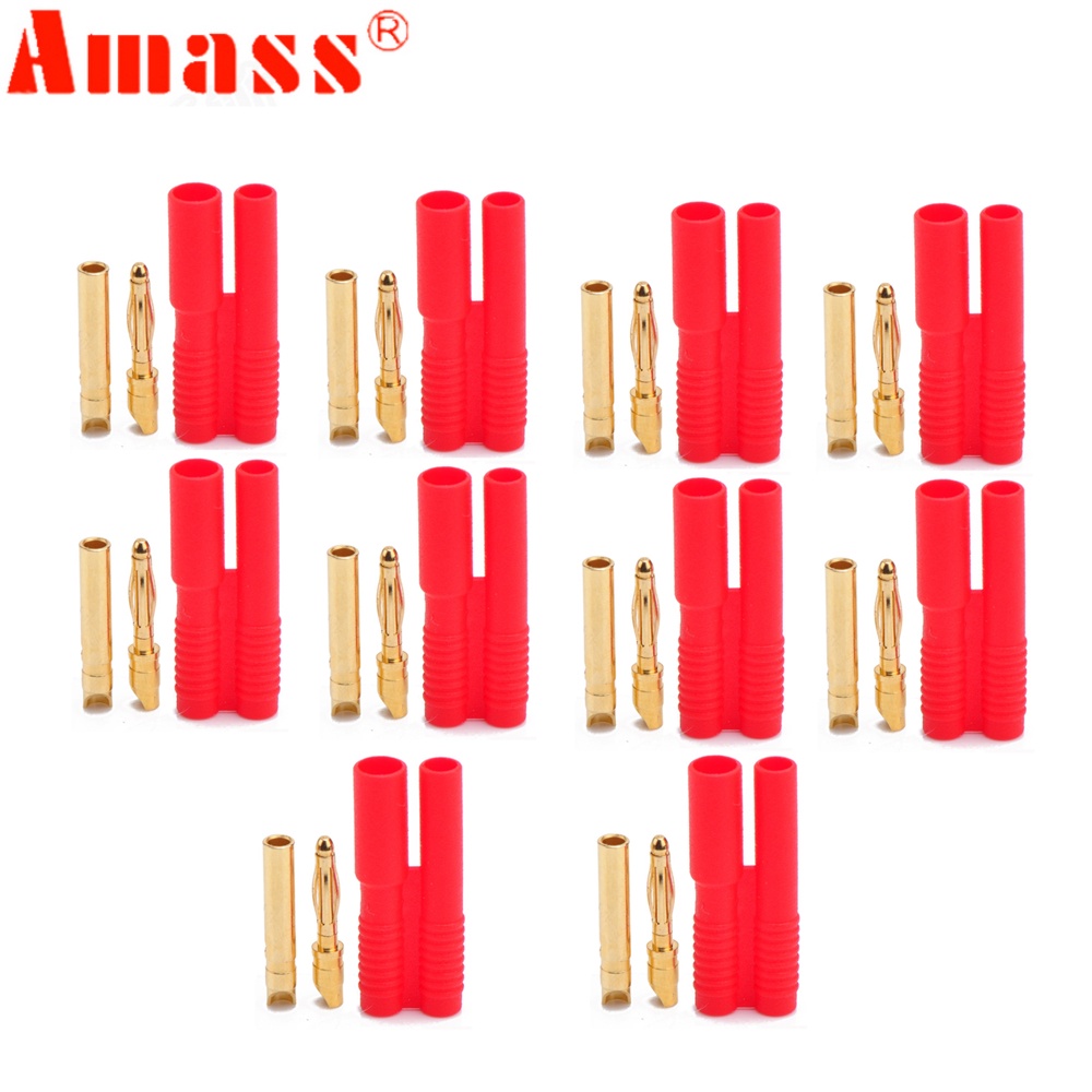 5 Pares AMASS 2.0mm Banana Com Revestimento De Ouro De Plugues De Conexão Bainha De Correia Para ...