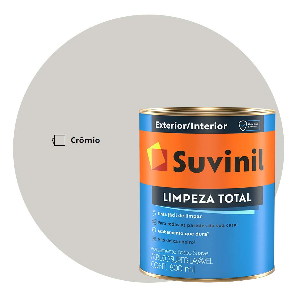 Tinta Super Lavável Suvinil Limpeza Total 800ml Cinza Crômio | Shopee ...