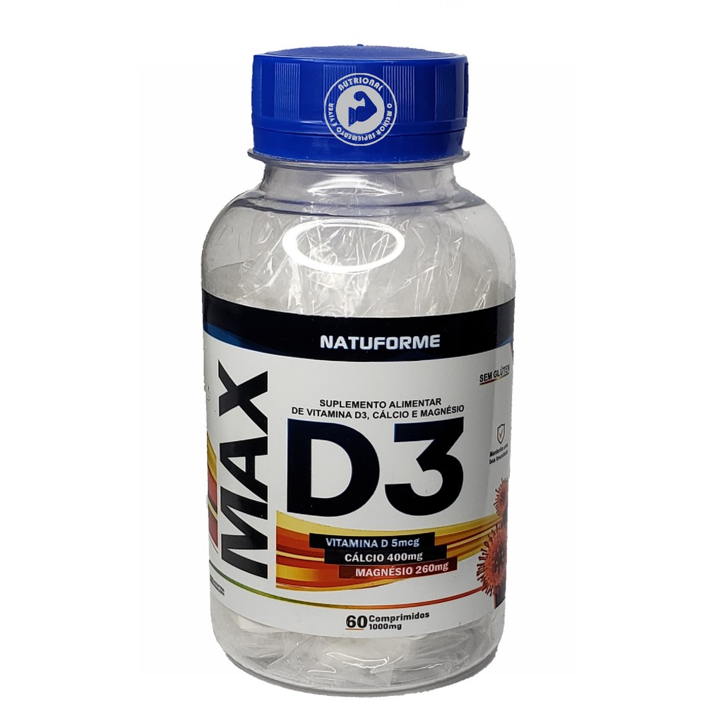Super Max D3 Vitamina D 3 com Calcio e Magnesio 60 Comprimidos 1000mg ...