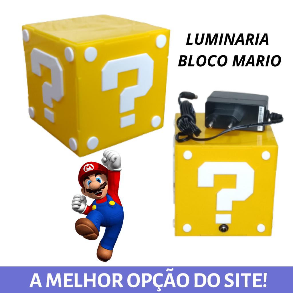 Mini Luminaria Bloco Super Mario Charada Interrogação AMARELO E BRANCO ...