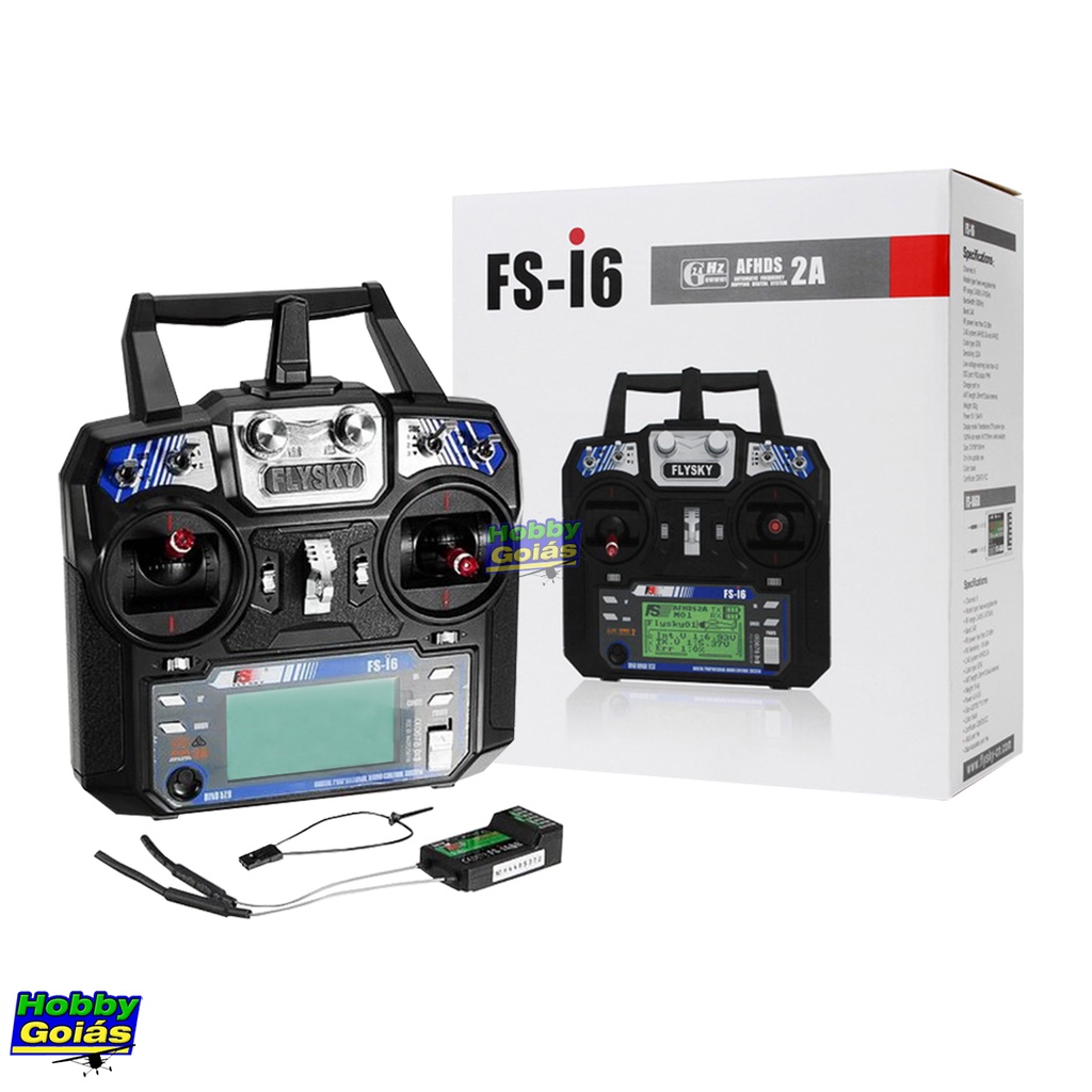 Rádio FlySky FS-i6 6 Canais c/ Receptor FlySky FS-iA6B 6 Canais ...