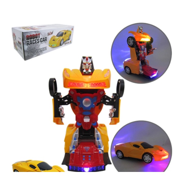 Carro Bate E Volta Transforme Robo Racer Car Com Som E Luz A Pilha ...
