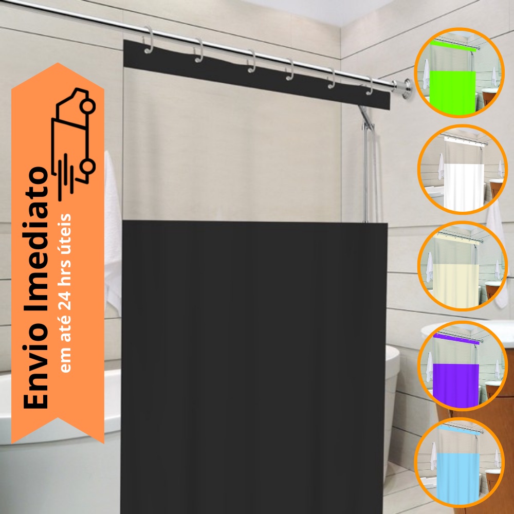 Cortina de Box Cores com Visor Transparente c/ gancho | Shopee Brasil