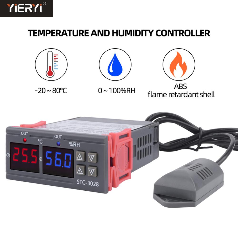 Termostato Digital Controle De Temperatura Umidade STC-3028 Termômetro Controlador Higrômetro AC ...