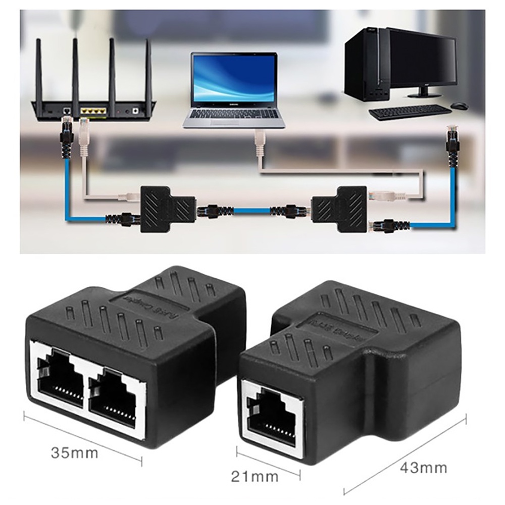 1 Para 2 Way LAN RJ45 Porta Cabo Ethernet Divisor De Rede Duplo ...